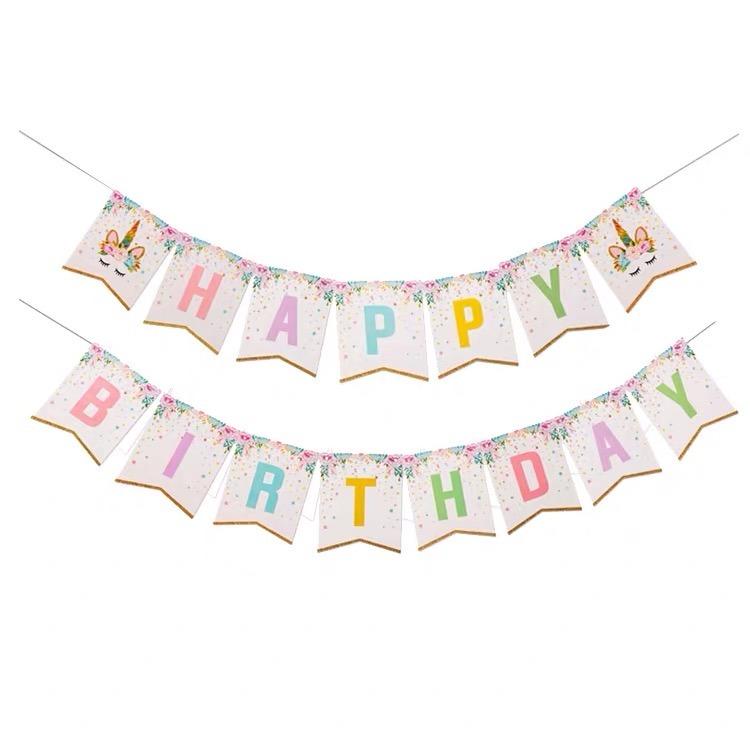 Unicorn Themed Happy Birthday Flag Banner, Hobbies & Toys, Stationery ...
