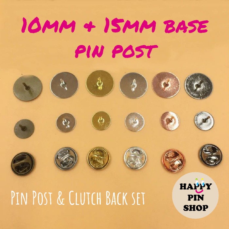 [PO] 5 sets 10mm, 15mm base pin post clutch back set collar pin badge ...
