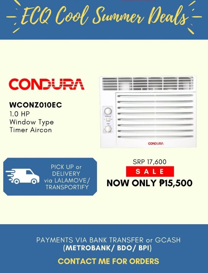 Condura window type 1.0hp non inverter, TV & Home Appliances, Air ...