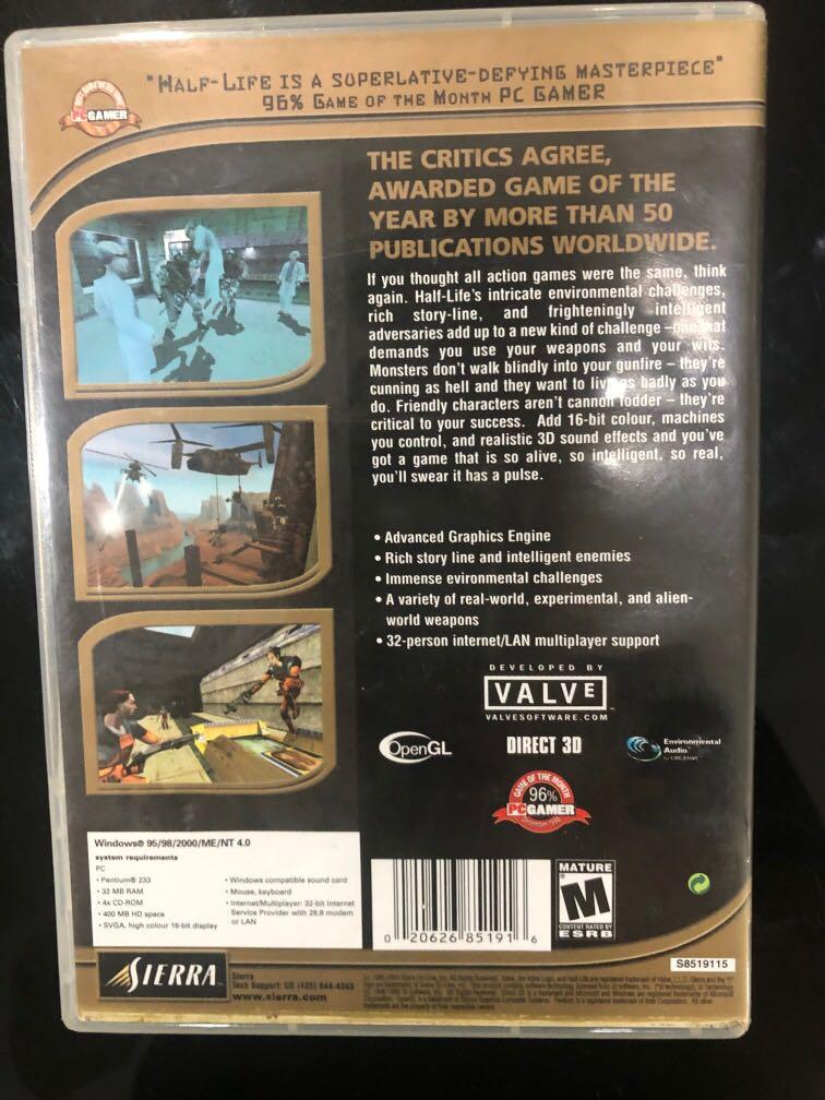 Half Life Original CD with Key, Video Gaming, Gaming Accessories, In ...