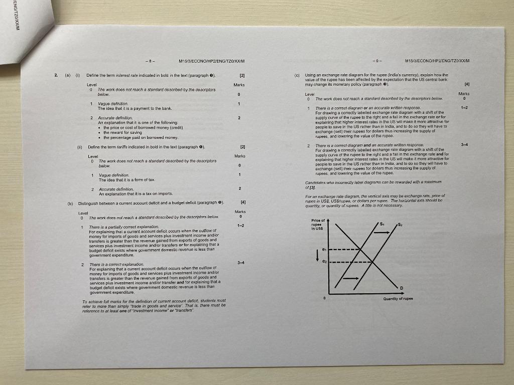 IB PAST PAPERS: HL ECONOMICS - Paper 2 (printed, stapled, and with ...