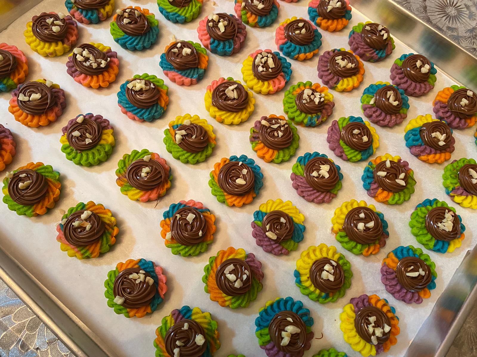Rainbow Nutella tarts, Food & Drinks, Homemade Bakes on Carousell