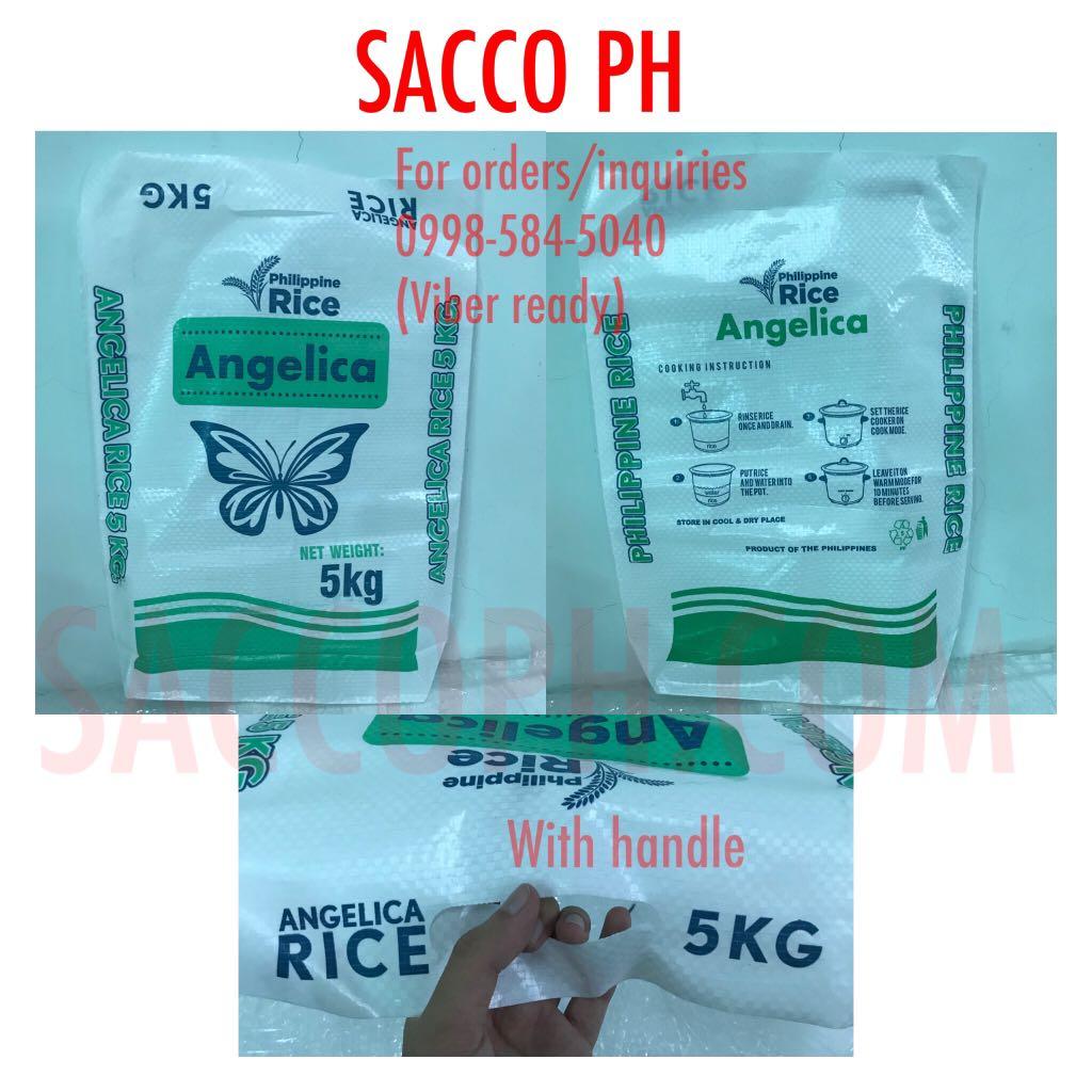 SaccoPh sack sako rice sack with handle 5kg 10kg sako bag jasmine sack ...