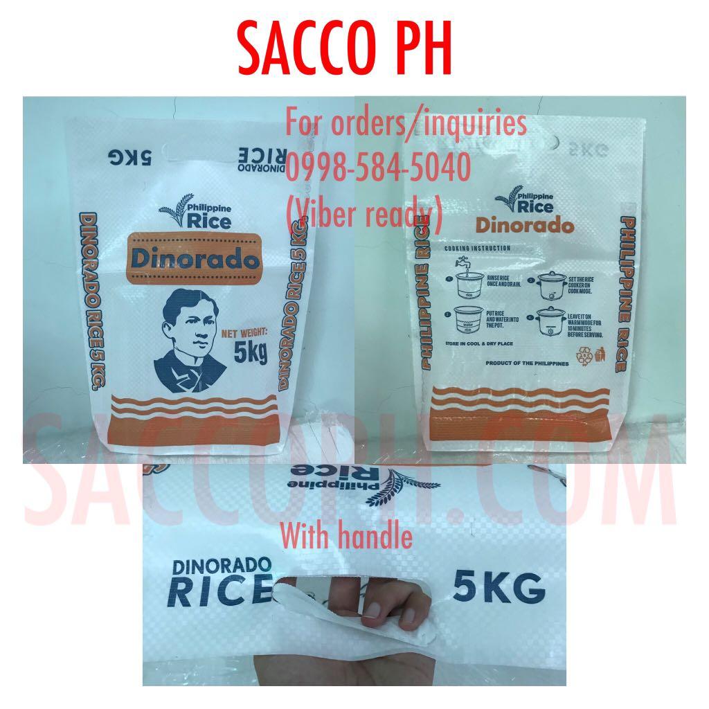 SaccoPh sack sako rice sack with handle 5kg 10kg sako bag jasmine sack ...
