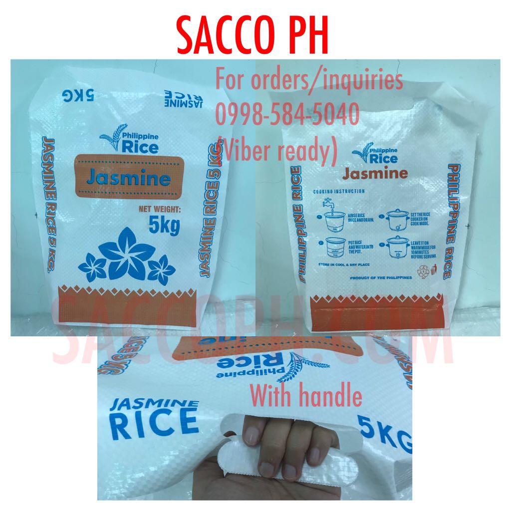 SaccoPh sack sako rice sack with handle 5kg 10kg sako bag jasmine sack ...