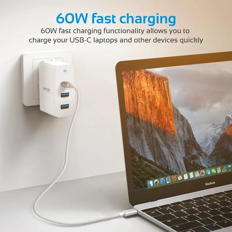(Upgraded ) 65W Multi-Regional Plug USB-C Wall Adapter with Power ...