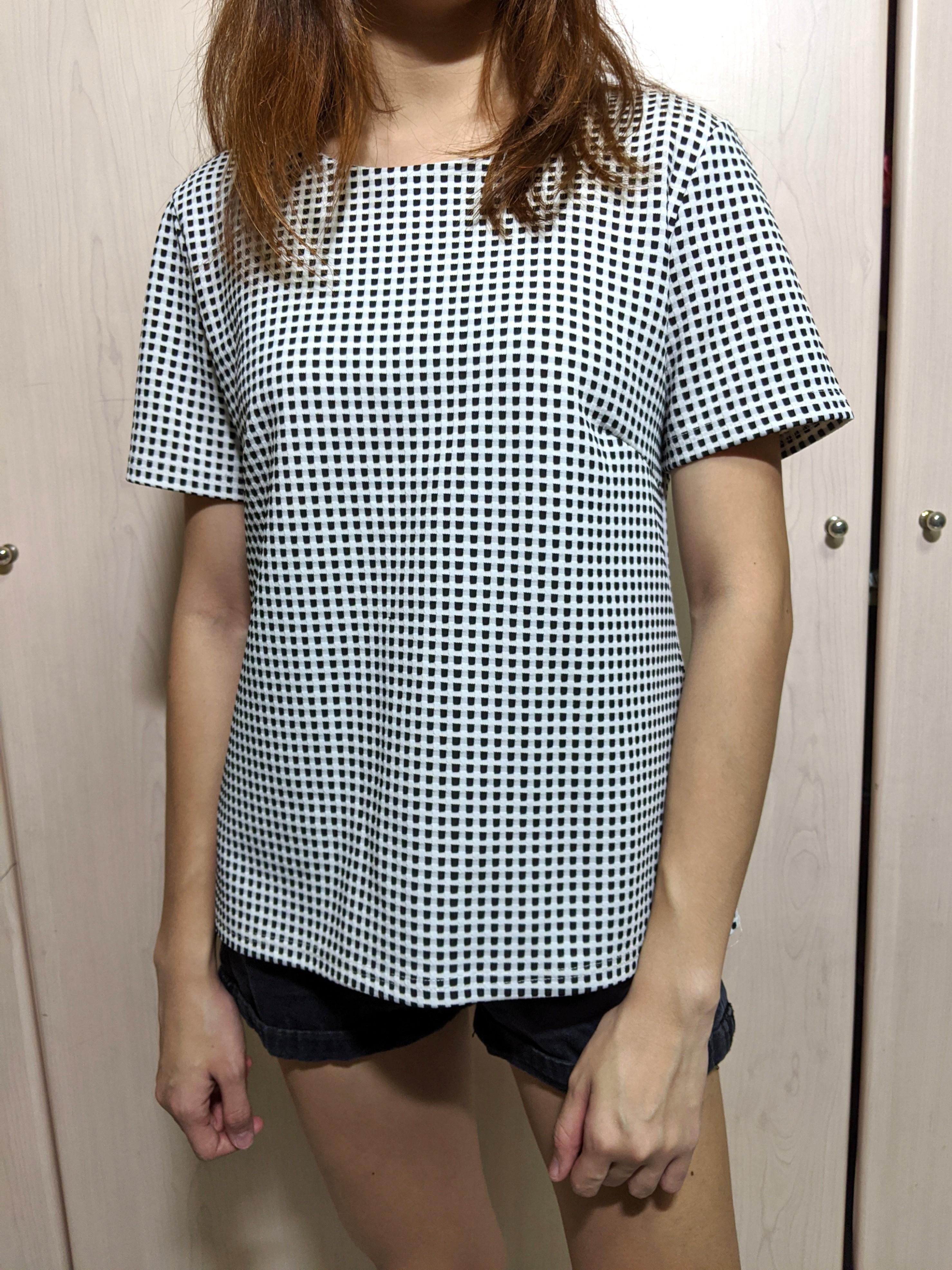 Boxy Structured Textured Top, Women's Fashion, Tops, Blouses on Carousell