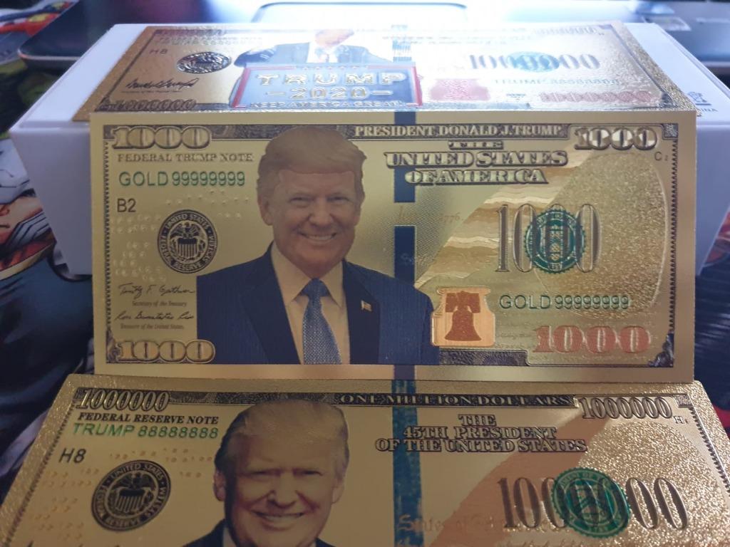 Donald J.Trump USA Gold Bank Note High Quality Gold Foil USD1000 ...