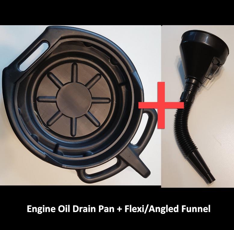 Engine Oil Drain Pan 7.5L w/ Pouring nozzle + Flexi-Funnel, Motorcycles ...