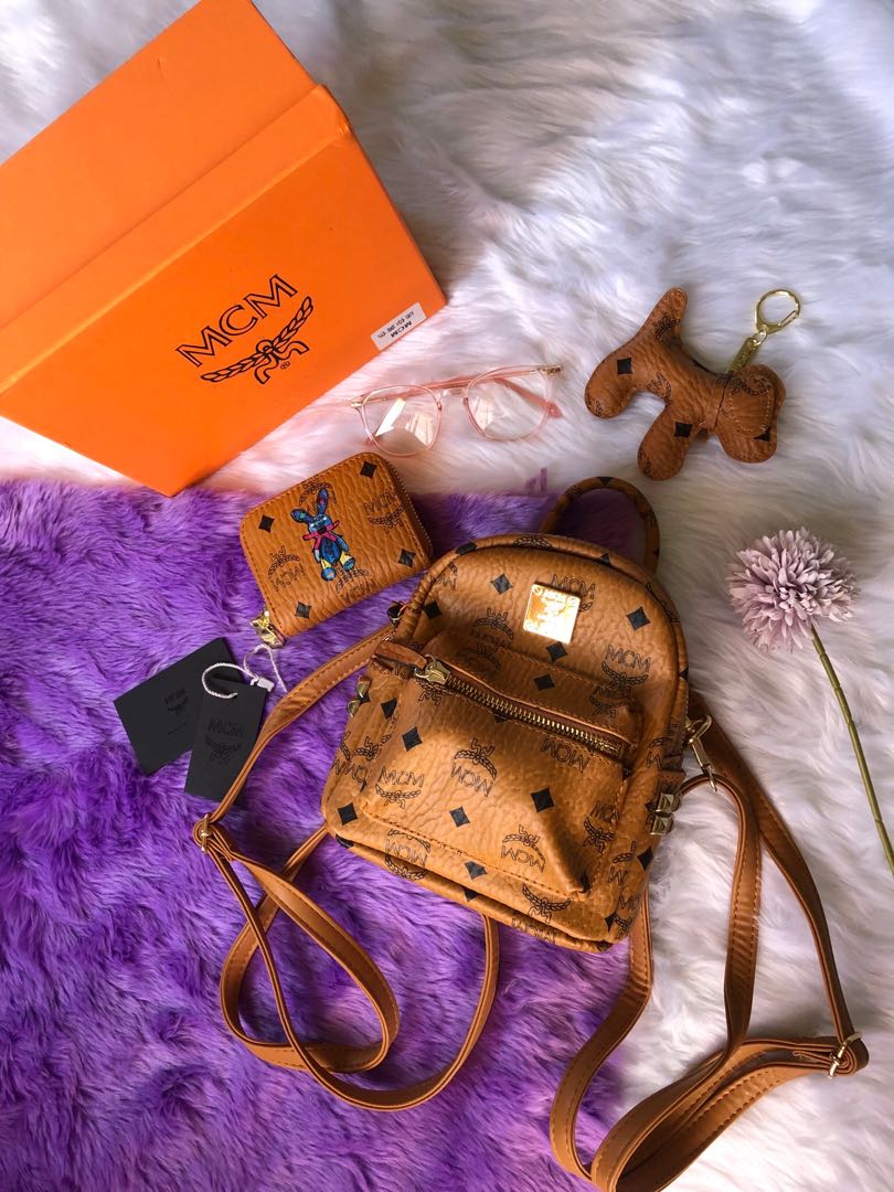 Mcm mini bagpack set, Luxury, Bags & Wallets on Carousell