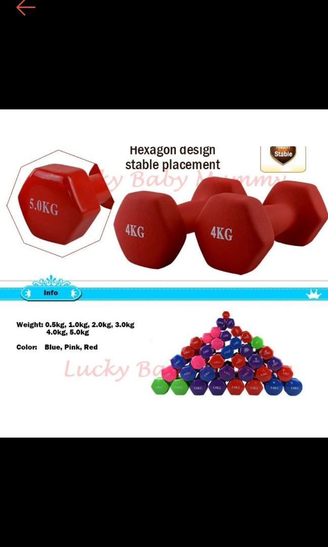 Vinyl 1kg, 3kg, 4k Dumbbells (ONLY VINYL), Sports Equipment, Exercise & Fitness, Weights ...