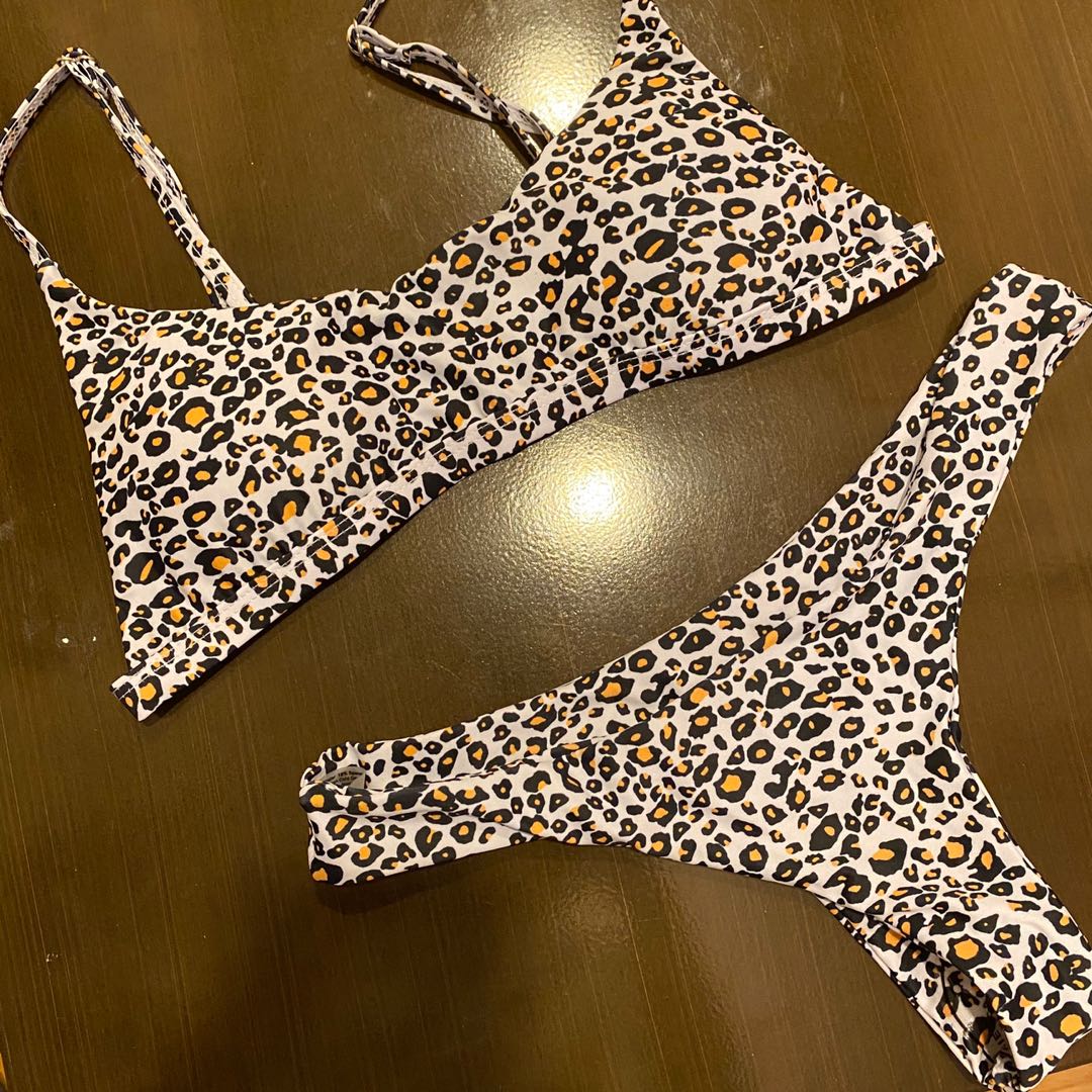 Leopard print two-piece bikini/swimsuit, Women's Fashion, Swimwear ...