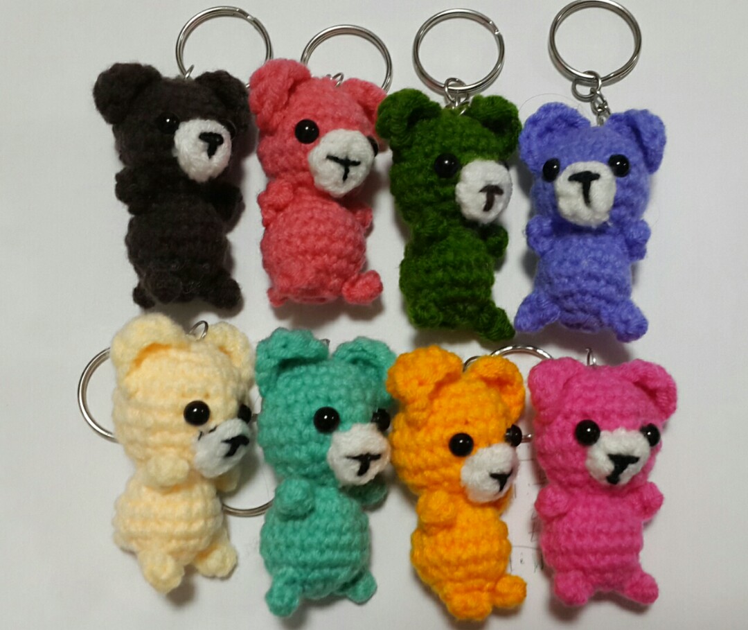 Teddy Bear crochet Keychain, Design & Craft, Handmade Craft on Carousell