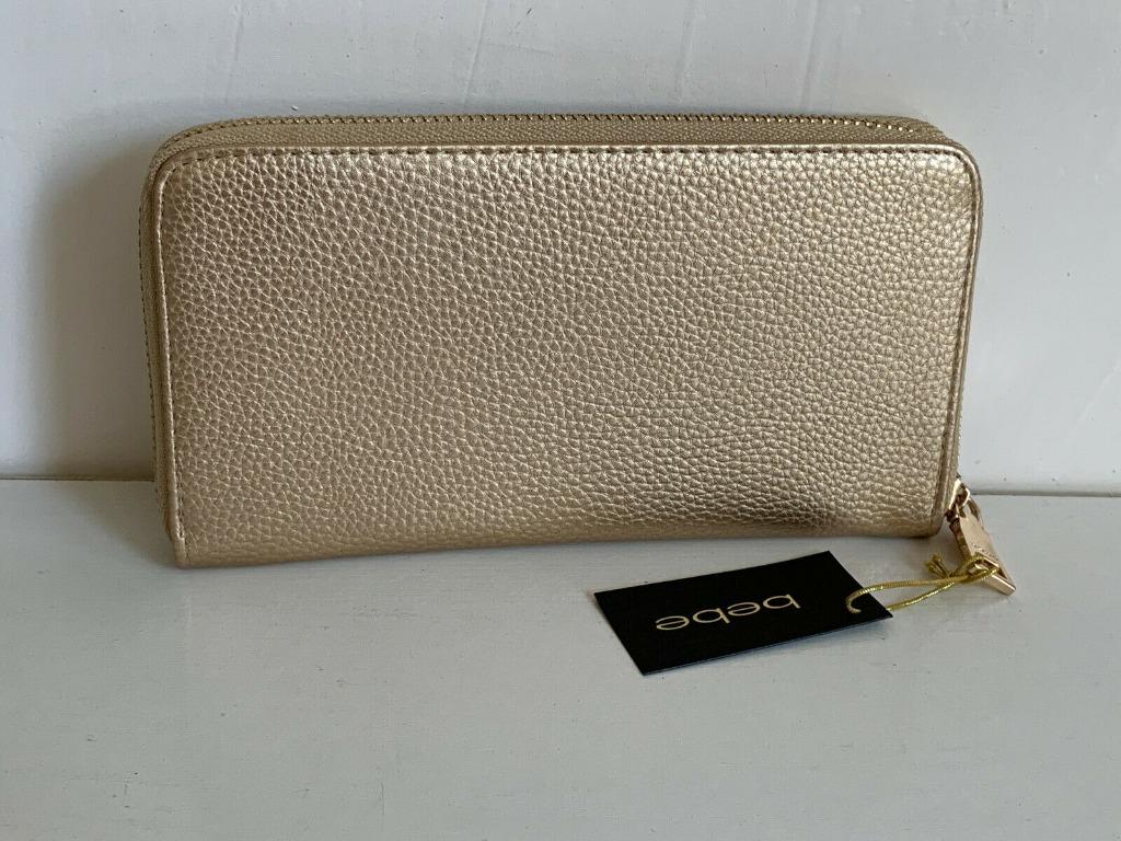 NEW IN BOX BEBE POPPY GOLD ZIP AROUND ZIPPY CLUTCH WALLET PURSE, Women ...