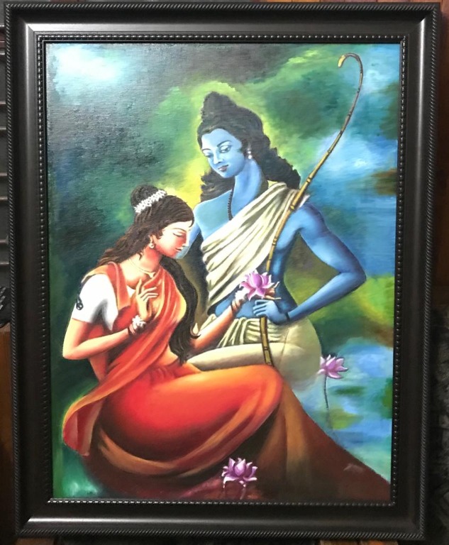 Oil painting - Hindu god Rama and Sita, Hobbies & Toys, Stationery ...