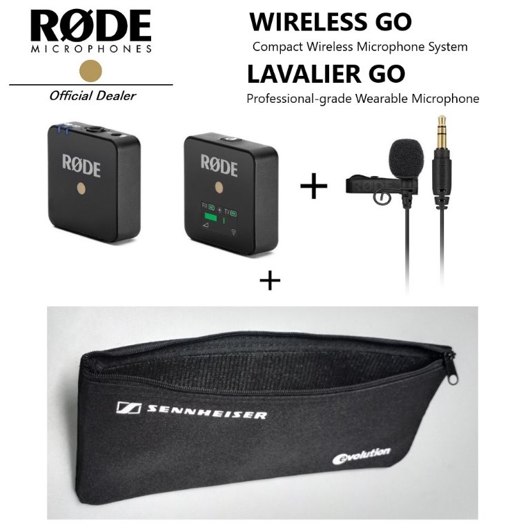 Rode Wireless GO + Lavalier GO + Zip Pouch- Wireless Microphone System ...