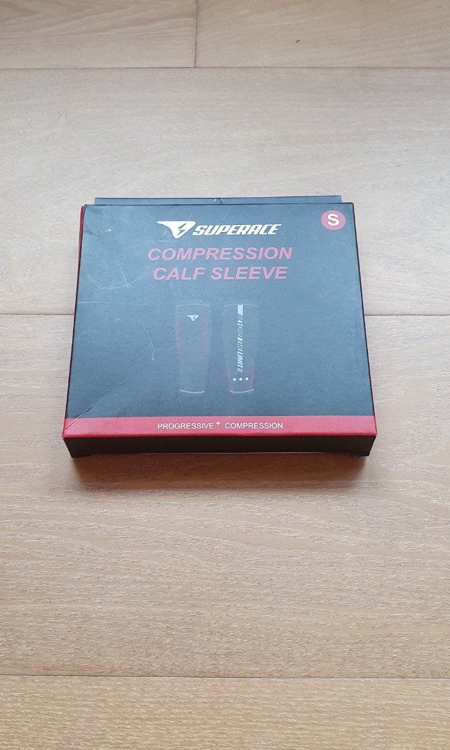 [近全新]superace compression calf sleeve(壓縮小腿套)紅/黑, 體育器材, 健身用品, 有氧健身器材在旋轉拍賣