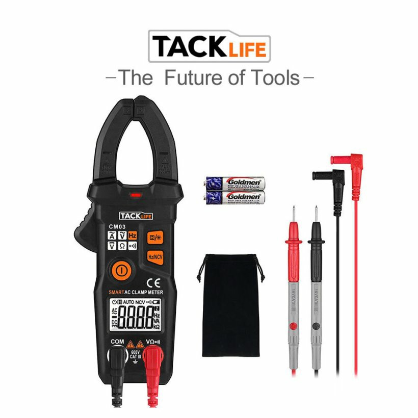 Tacklife CM03 Clamp Meter Auto-Ranging 6000 Counts NCV Electrical ...