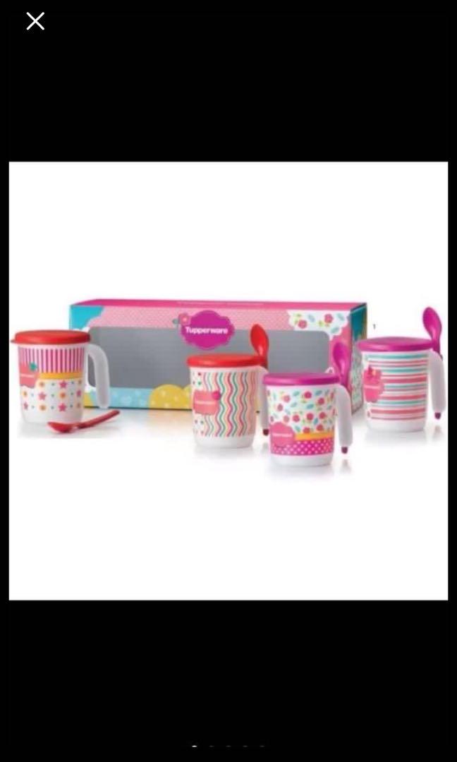 Tupperware blossom mug with spoon set limited, Furniture & Home Living ...