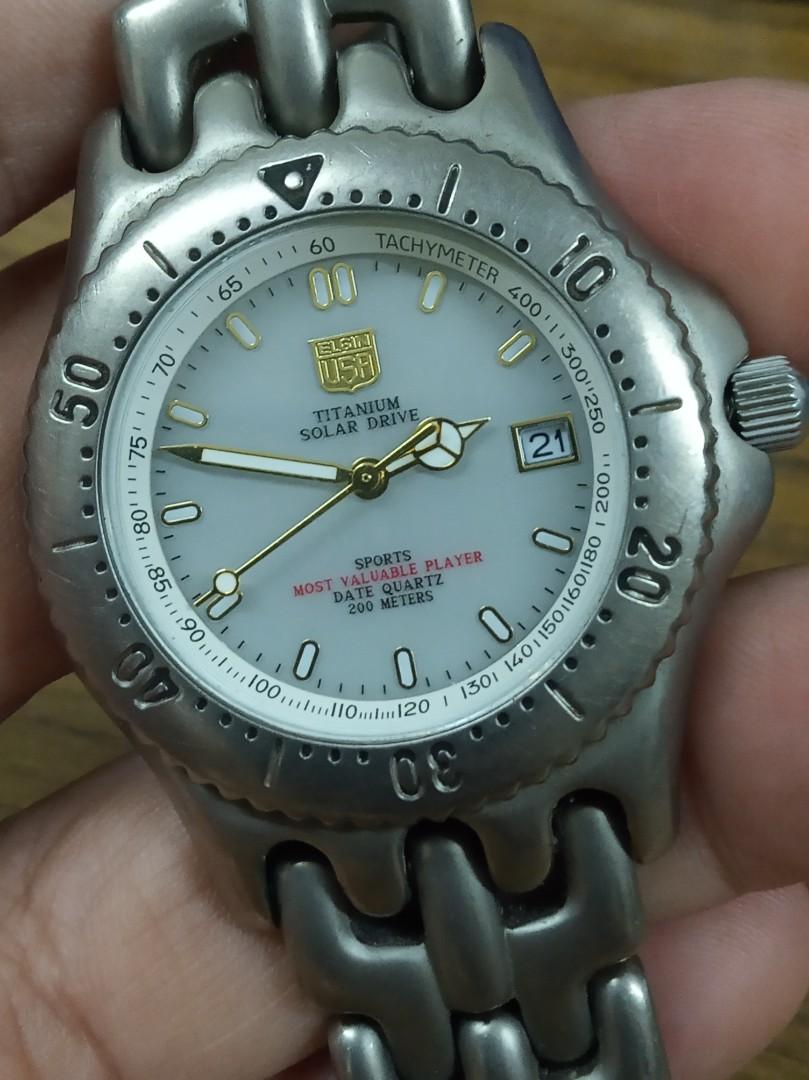 Vintage Elgin titanium solar power watch, Men's Fashion, Watches ...