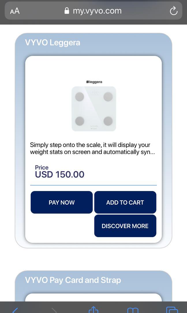 Vyvo Smart Health Weighing Machine Leggera (Brand New Sealed), Health ...