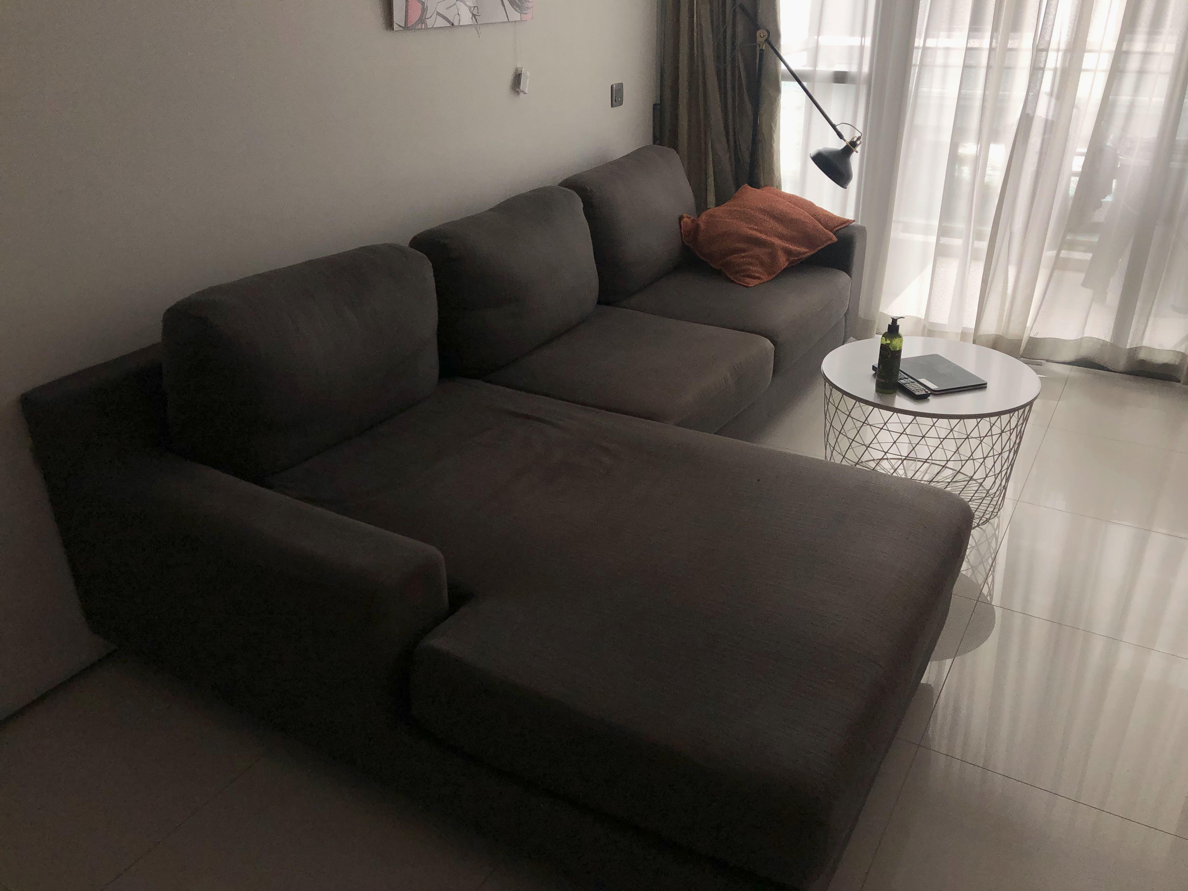 Cellini Ross L-Shape Sofa Frabic Grey, Furniture & Home Living ...