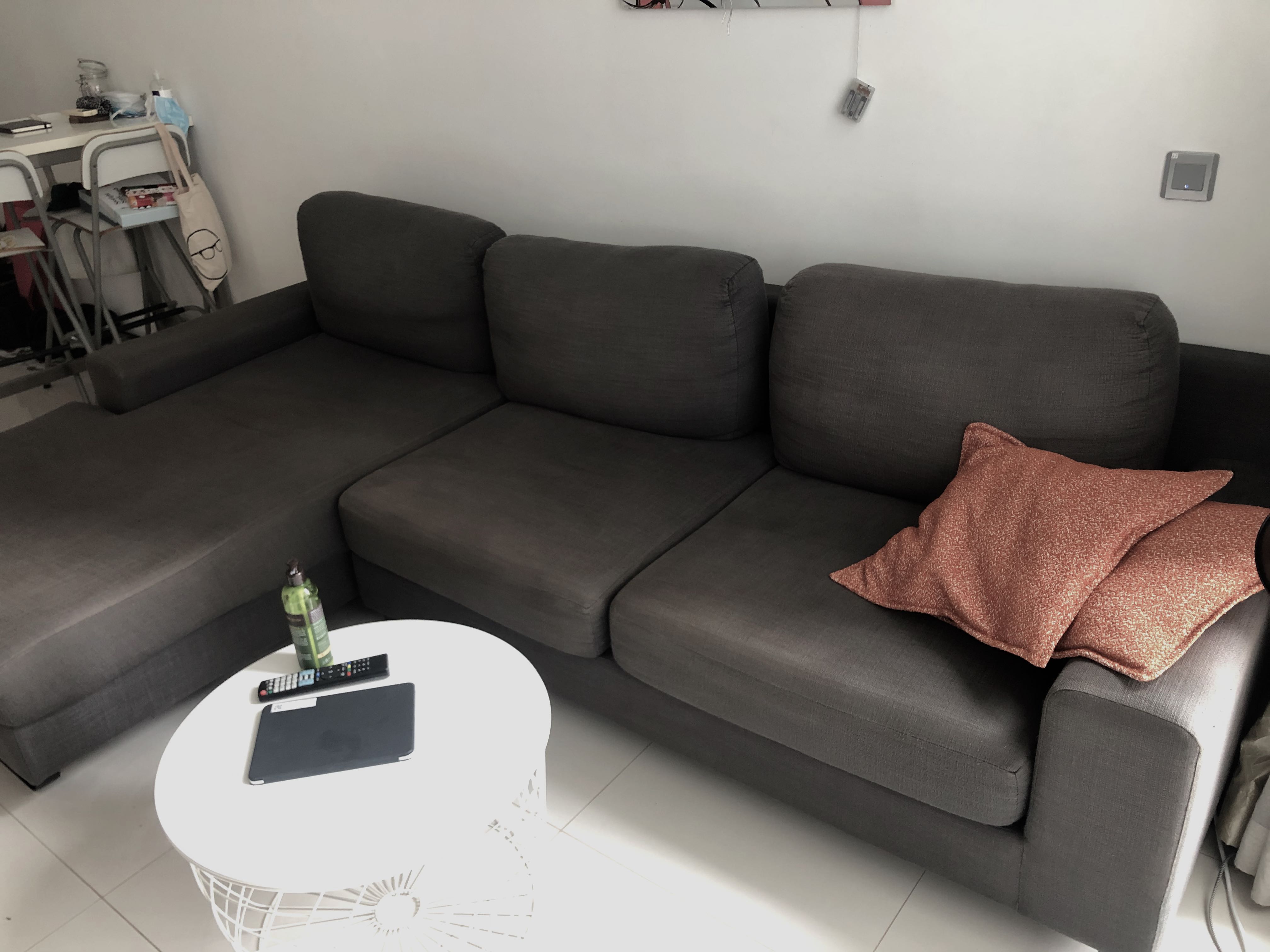 Cellini Ross L-Shape Sofa Frabic Grey, Furniture & Home Living ...
