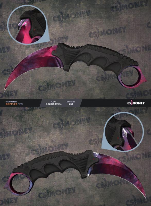 CSGO Karambit Doppler Phase 2 FN (Maxed Pink), Video Gaming, Gaming ...