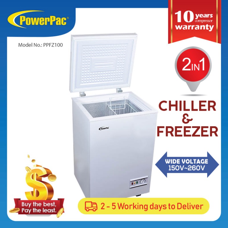 PowerPac 100L Chest Freezer CFC Free, Chiller & Freezer (PPFZ100), TV ...