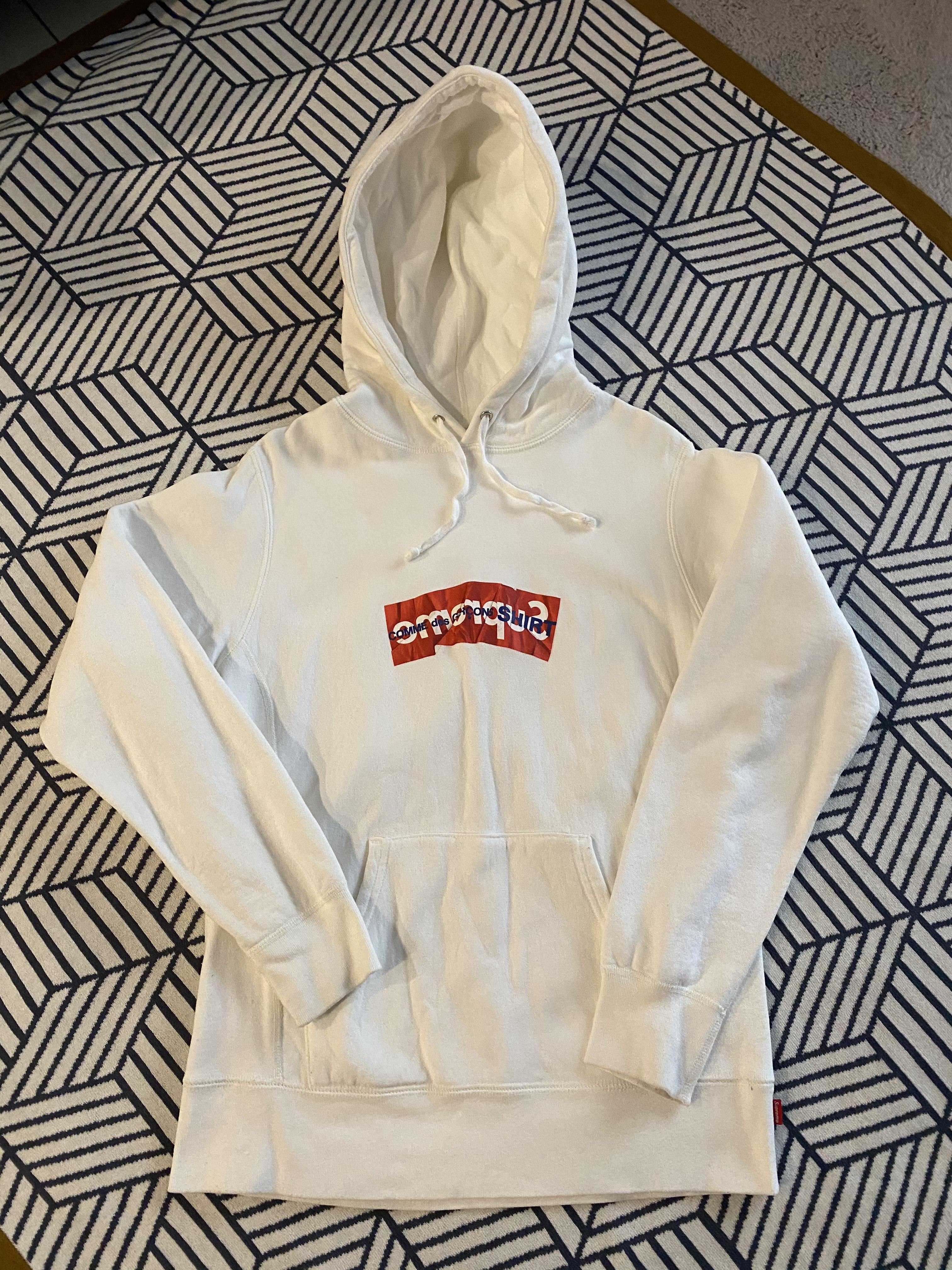 Supreme Logo Hoodie in white only, Luxury, Apparel on Carousell