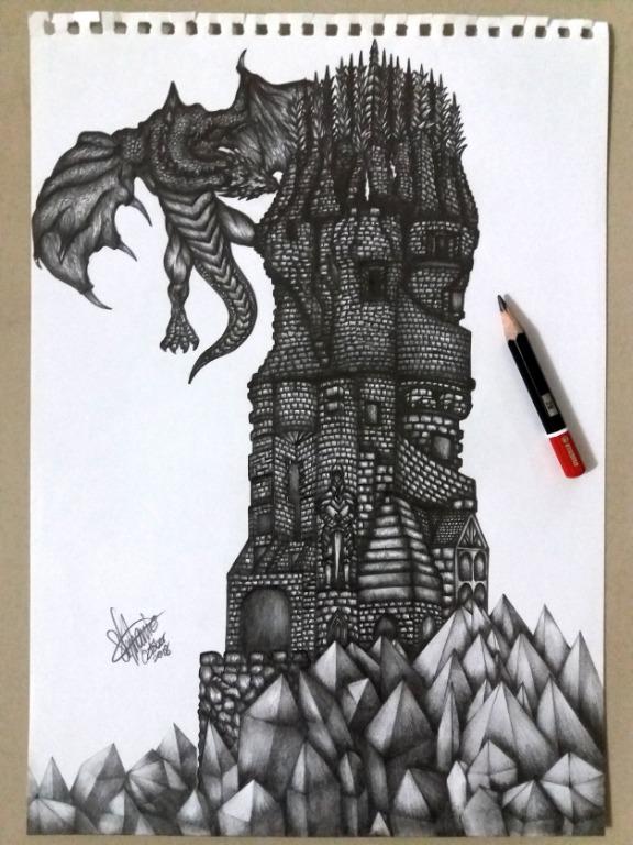The Stronghold (Pencil Drawing), Hobbies & Toys, Stationery & Craft ...