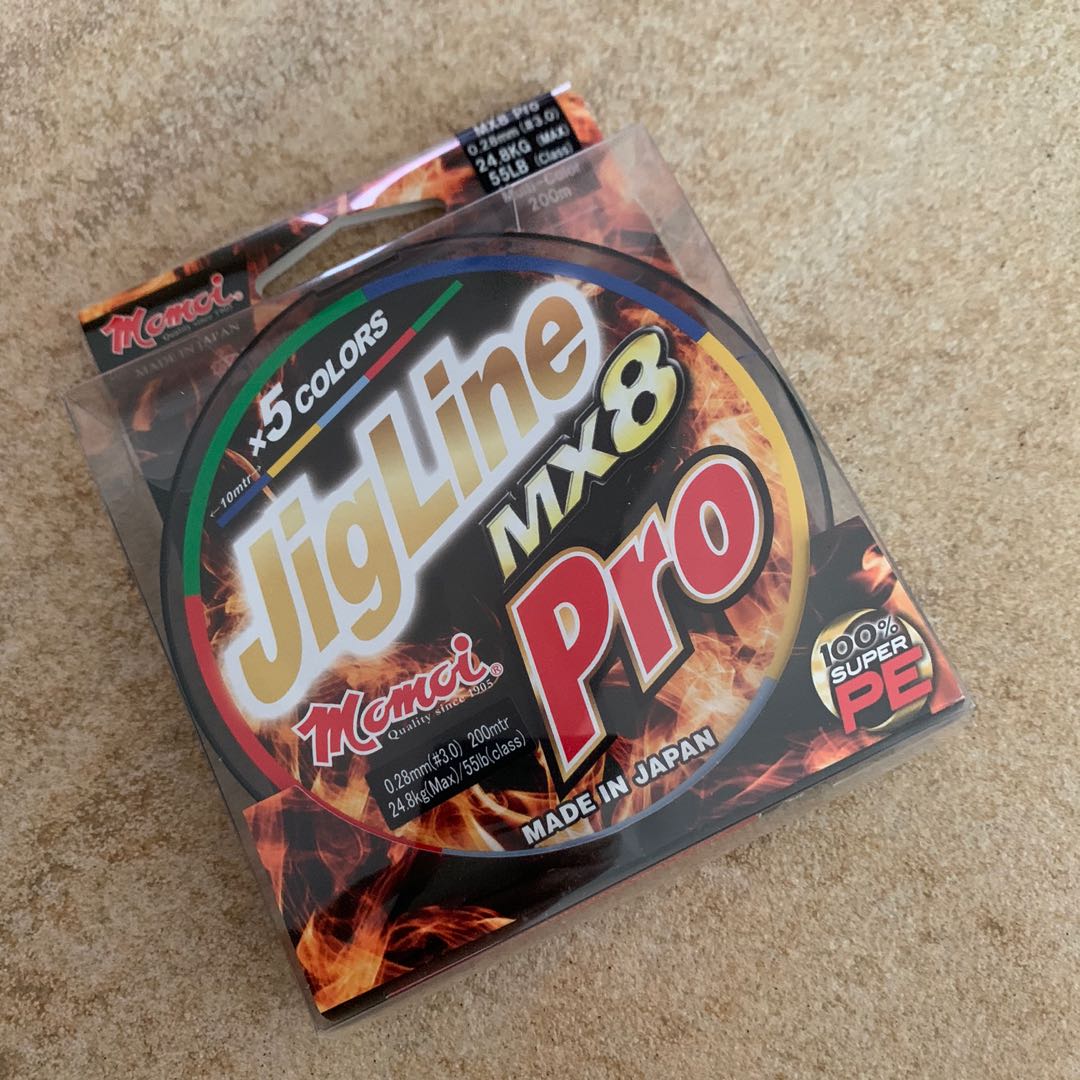 Momoi Jigline MX8 pro PE 3.0 24.8kg. 55lbs. 200m braided line, Sports ...