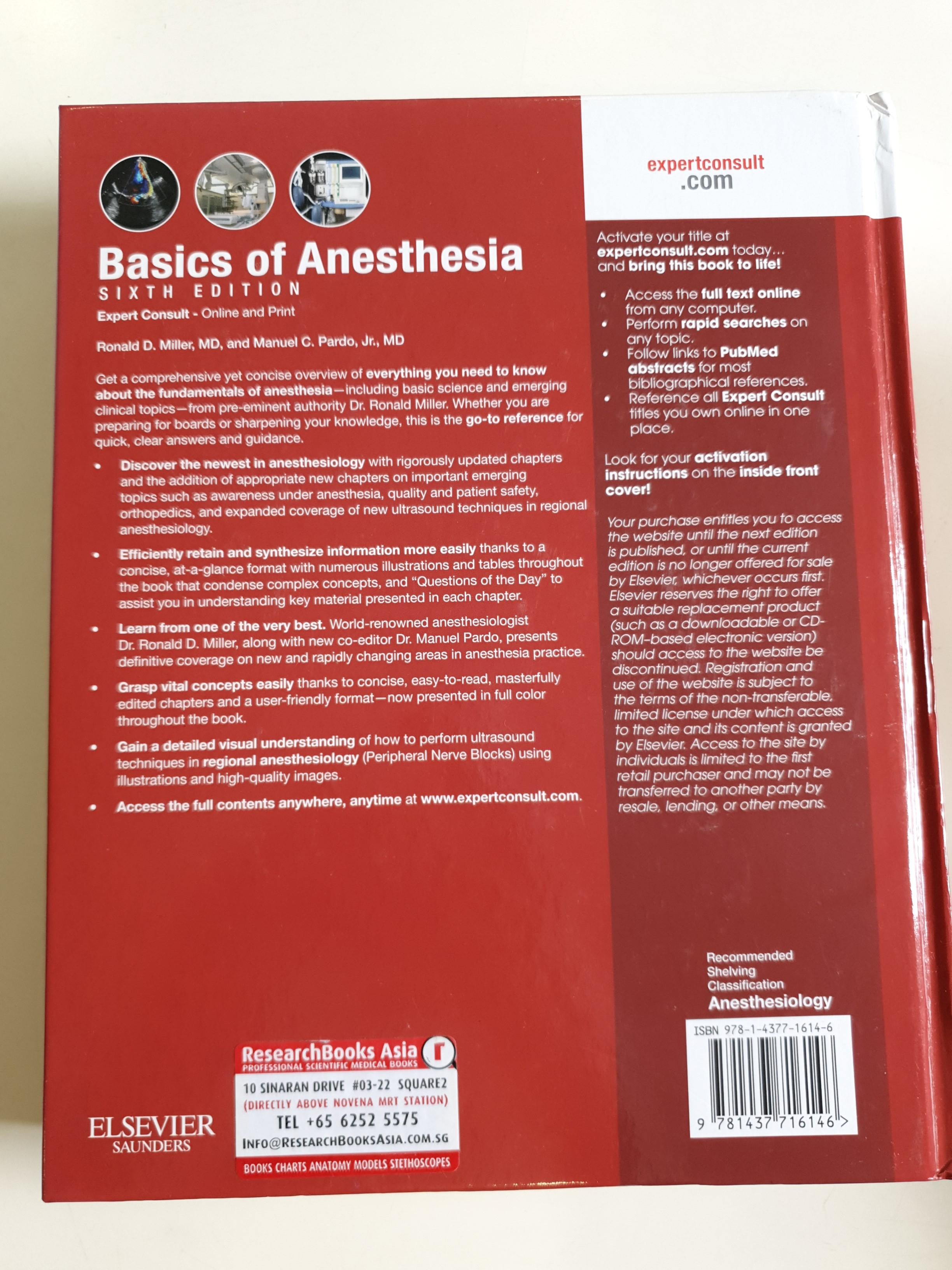 Basics of Anesthesia (Elsevier 6th Edition), Computers & Tech, Office ...
