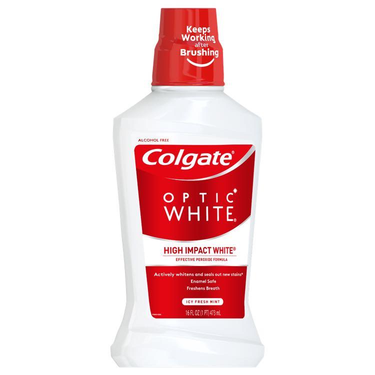 Colgate Optic White Whitening Mouthwash, Fresh Mint, 946mL, Beauty ...