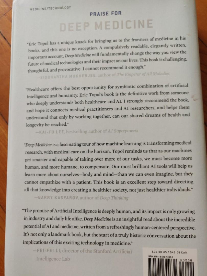 Eric Topol - Deep Medicine (HARD COVER), Hobbies & Toys, Books ...