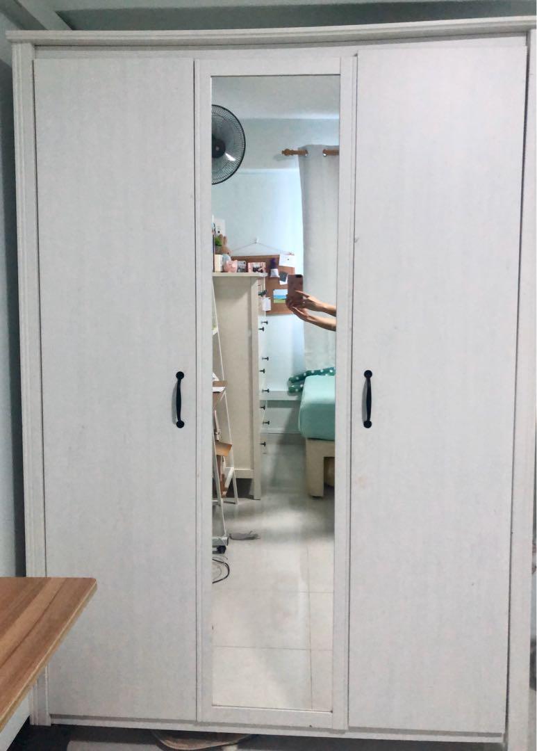 IKEA BRUSALI 3 DOORS Wardrobe with mirror, Babies & Kids, Baby Nursery ...