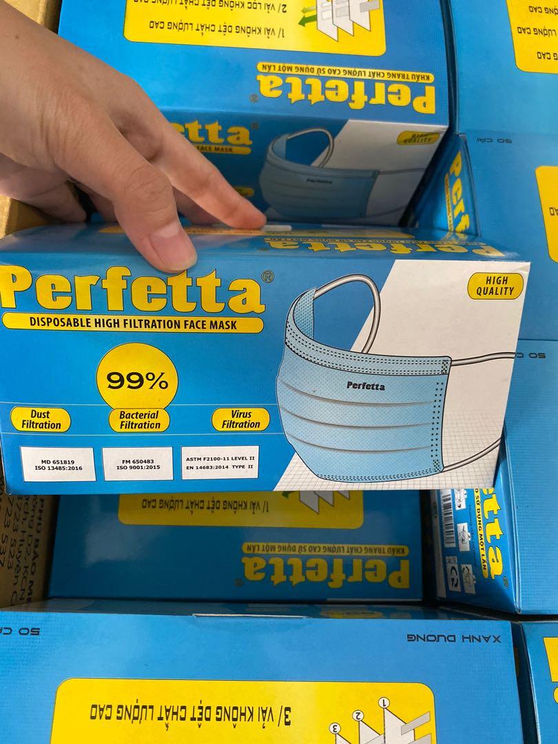 PERFETTA Surgical Mask 3ply, Health & Beauty, Face & Skin Care on Carousell