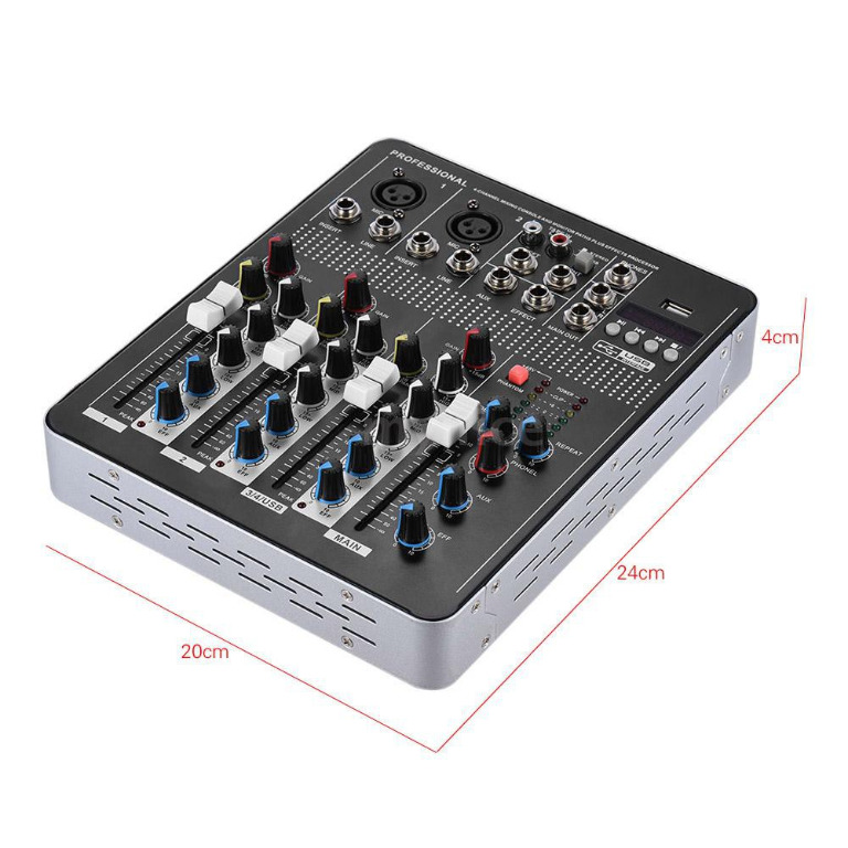Professional 4-Channel Mic Line Audio Mixer Mixing Console with 3-band ...