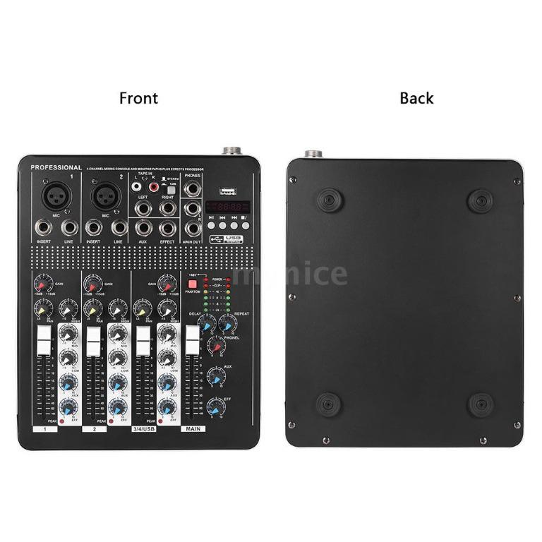 Professional 4-Channel Mic Line Audio Mixer Mixing Console with 3-band ...