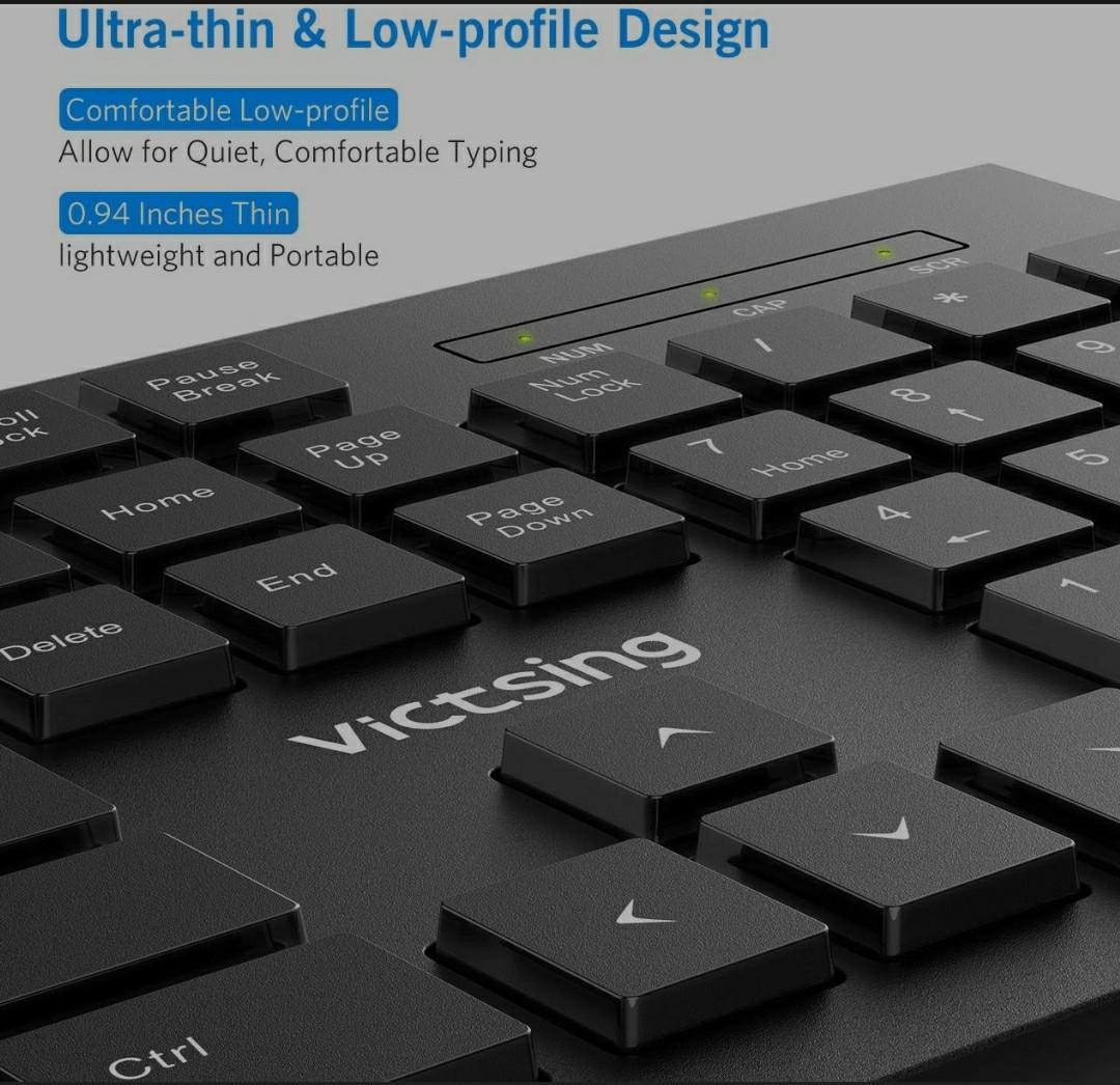 VicTsing Keyboard, Standard US Layout Computer Keyboard, Chiclet Slim ...