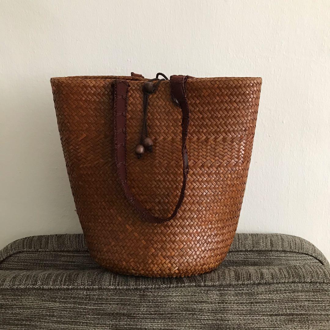 Woven Bucket Bag, Women's Fashion, Bags & Wallets, Tote Bags on Carousell
