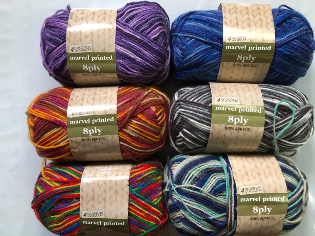 1/2: 4 SEASONS 4SEASONS MARVEL PRINTED 8 PLY YARN 100g , Hobbies & Toys ...