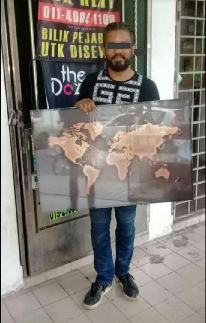 AUTHENTIC WORLD MAP POSTER, WALL ART DECOR, HIASAN DINDING, Furniture ...