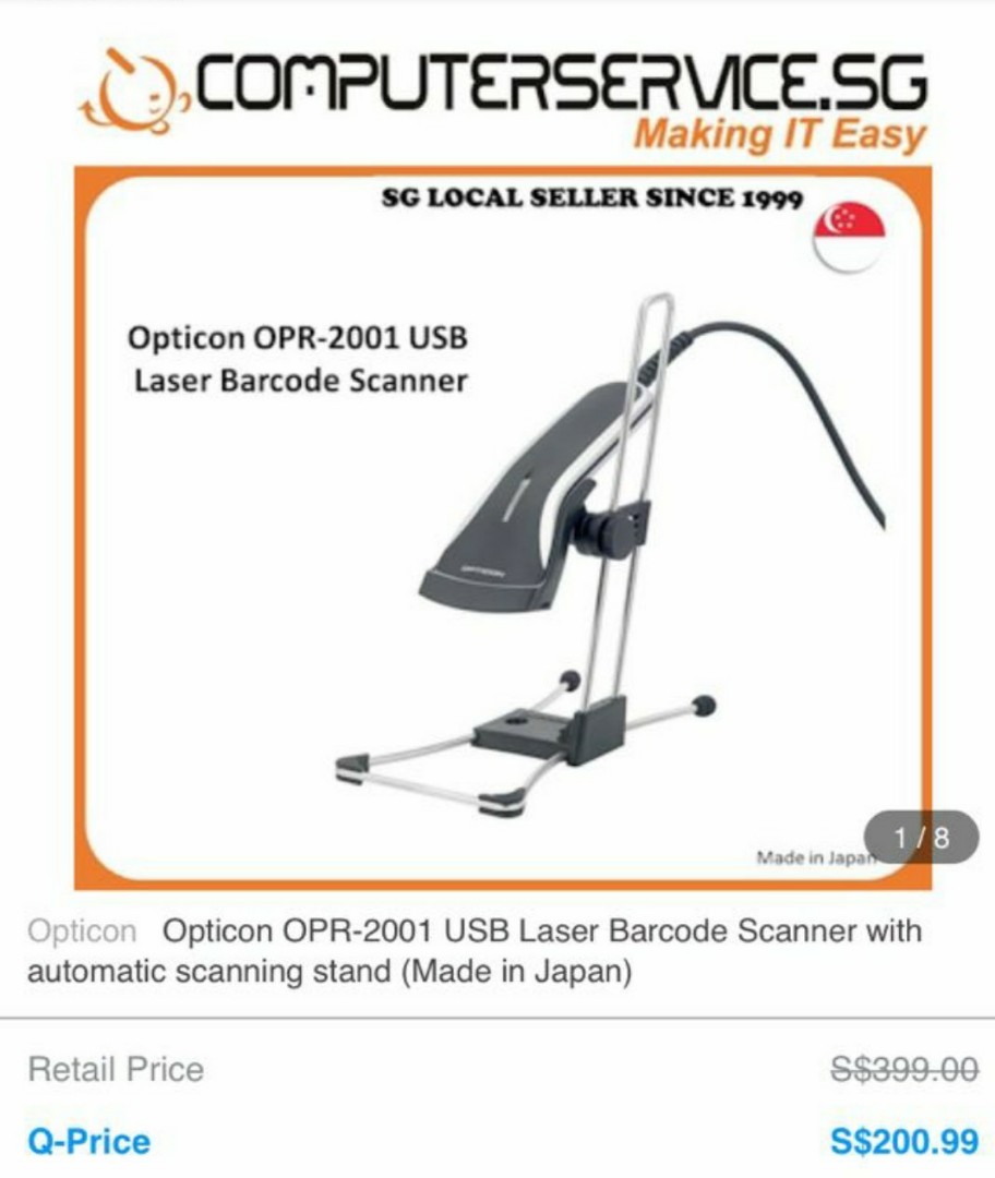 Opticon Barcode Scanner (Japan), Computers & Tech, Printers, Scanners ...