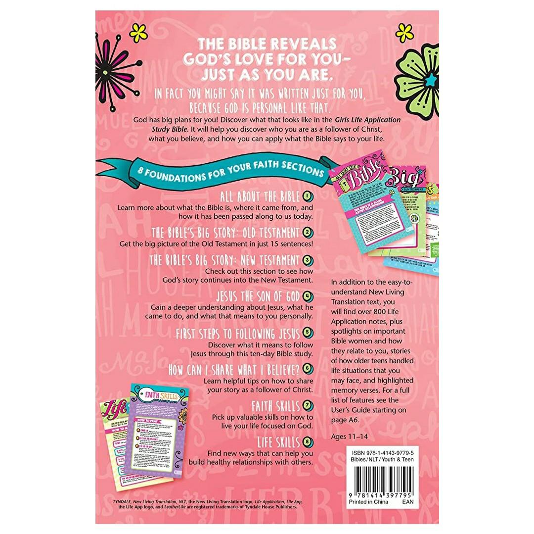 BN Girls Tween Teens Life Application Study Bible NLT, Pink Hardcover ...