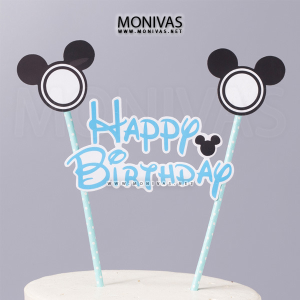 Blue Mickey Mouse Birthday Cake Topper Cupcake Topper Homemade Baking ...