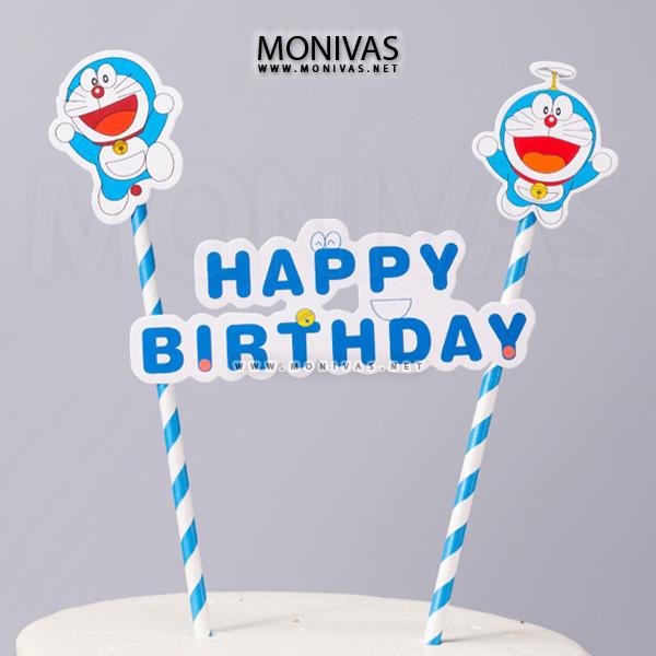 Doraemon Happy Birthday Cake Decoration Cupcake Topper Kids Birthday ...