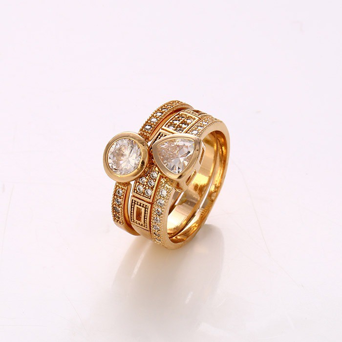 18K Gold Plating 3 -in-1 Ring Set, Women's Fashion, Jewelry ...