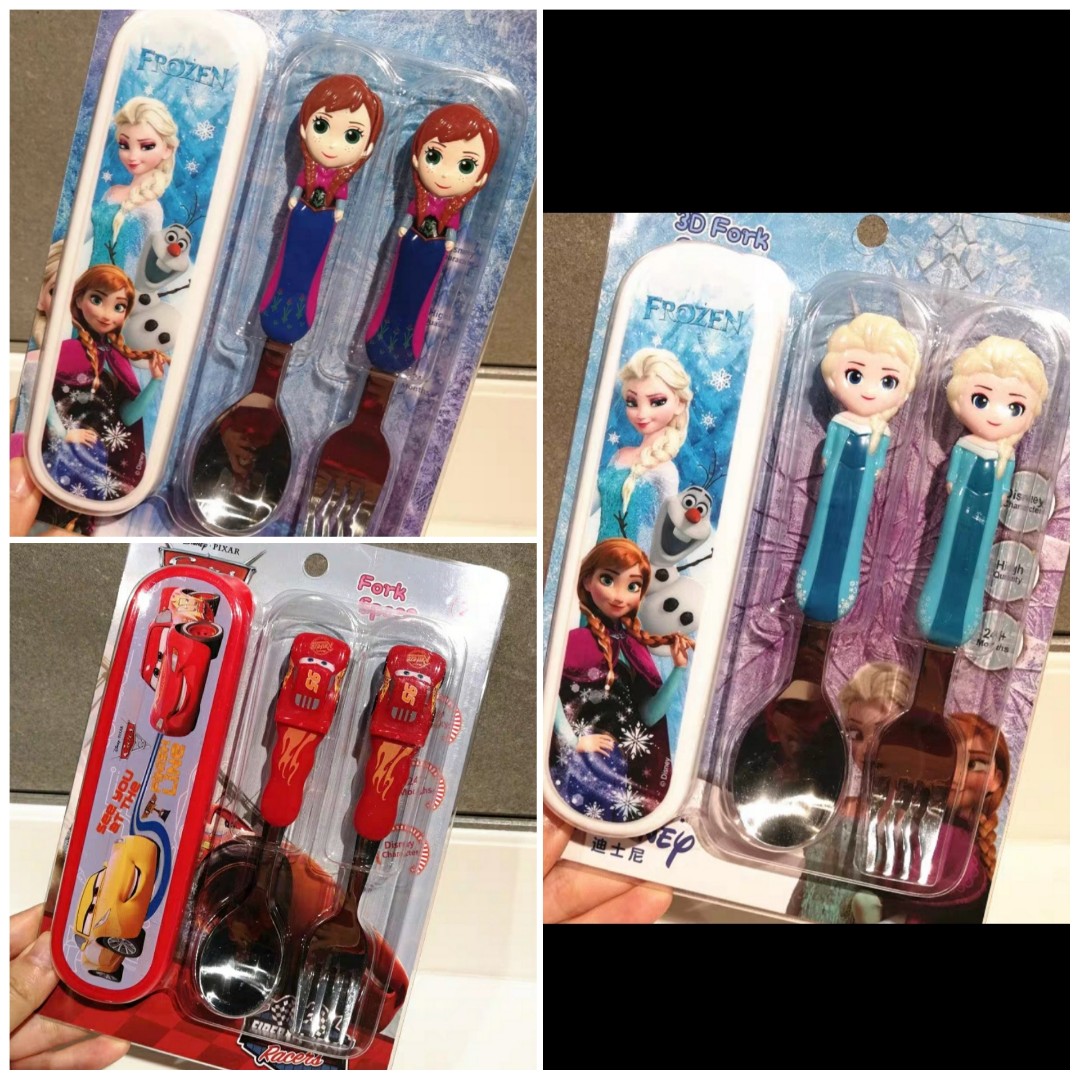 Disney Frozen elsa anna cars lightning mcqueen spoon fork cutlery set ...