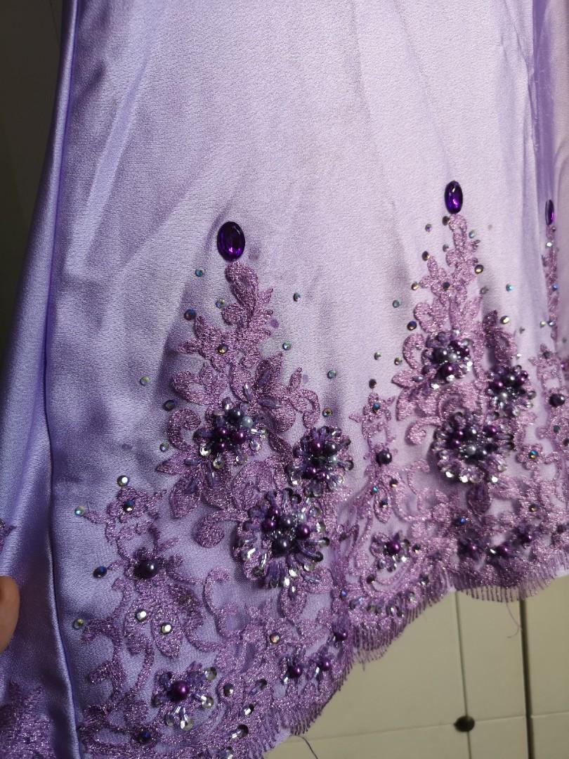 BAJU NIKAH PENGANTIN lilac Dress modern Lavender labuci dan manik serta ...